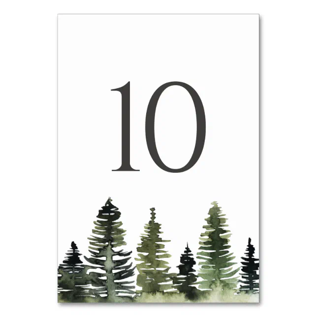 Rustic Woodland Pine Tree Wedding Table Number | Zazzle