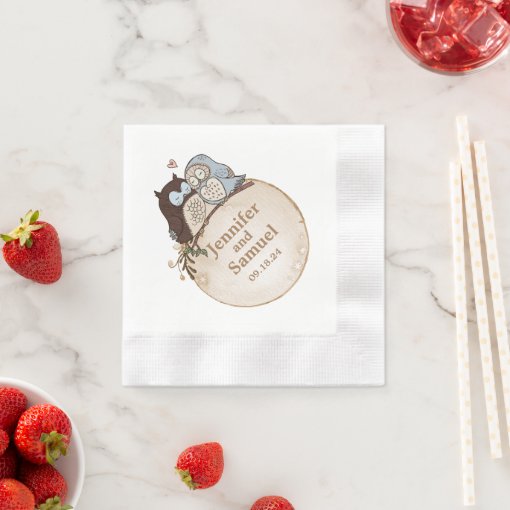 Rustic Woodland Wedding Owl Paper Napkins | Zazzle