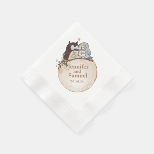 Rustic Woodland Wedding Owl Paper Napkins | Zazzle