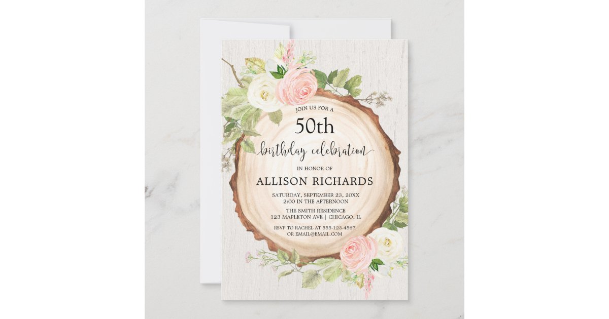 Rustic woodland women birthday party adult any age invitation | Zazzle