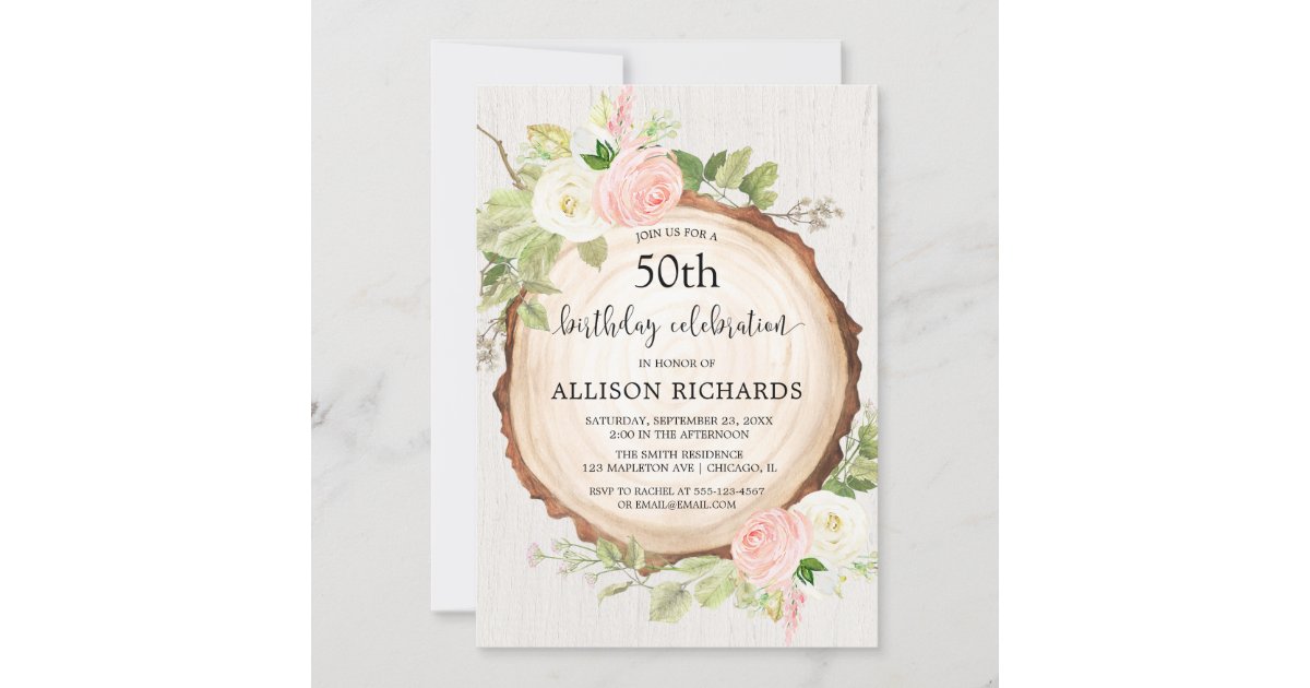 Rustic woodland women birthday party adult any age invitation | Zazzle