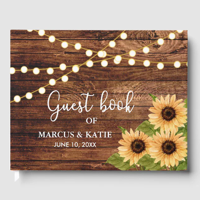 Rustic Woods and Sunflower Wedding Guest Book | Zazzle