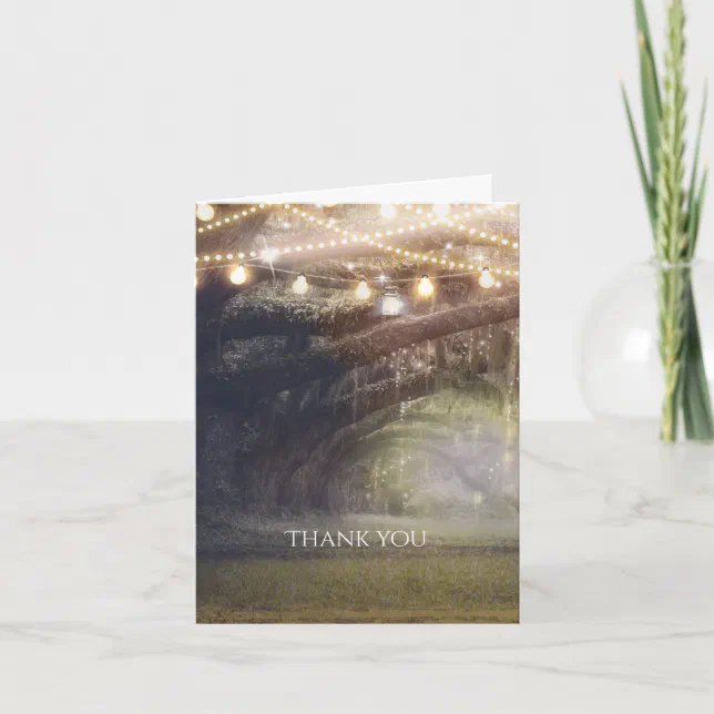 Rustic Woods Enchanted Forest & Lights Thank You Card | Zazzle