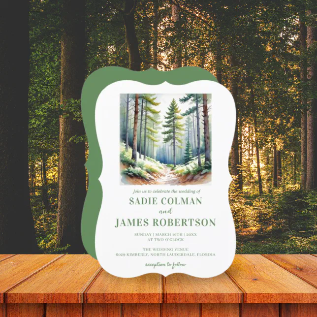 Rustic Woods Green Forest Wedding Invitation | Zazzle