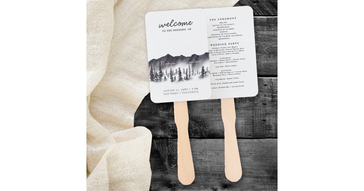 Rustic Woods Personalized Wedding Program Hand Fan | Zazzle