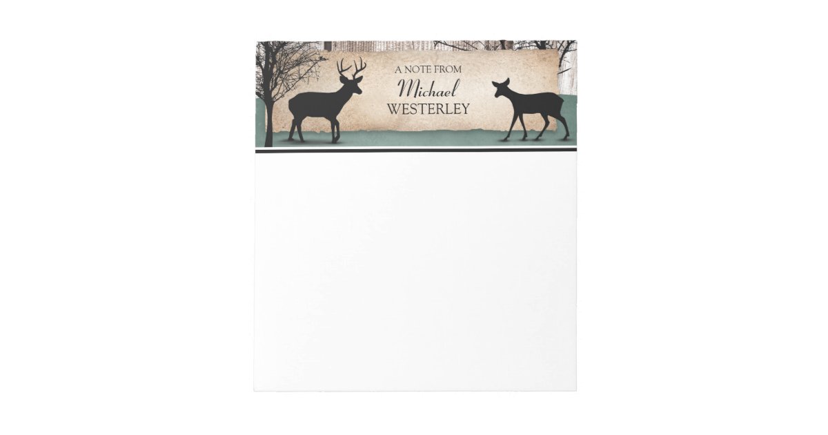Rustic Woodsy Deer Personalized Notepad | Zazzle