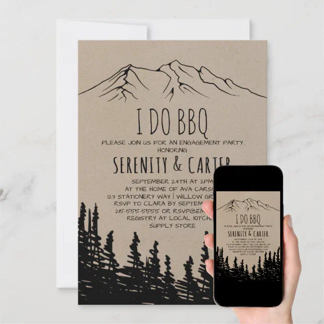 Rustic Woodsy Mountain I Do BBQ Invitation | Zazzle