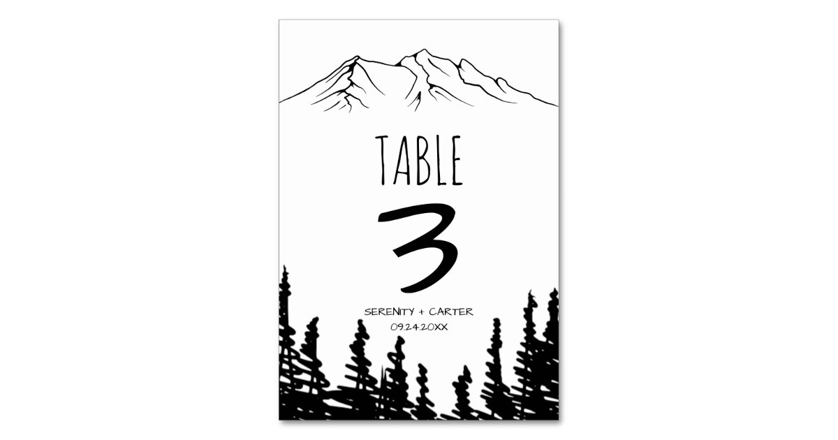 Rustic Woodsy Mountain Table Number | Zazzle