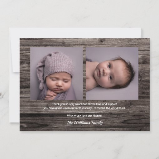 Rustic Woodsy Wood | Burlap Baby Boy Photo Birth A Announcement | Zazzle