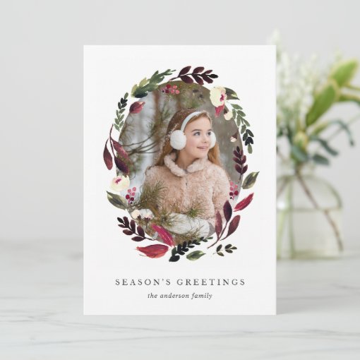 Rustic Wreath Holiday Photo Card | Zazzle