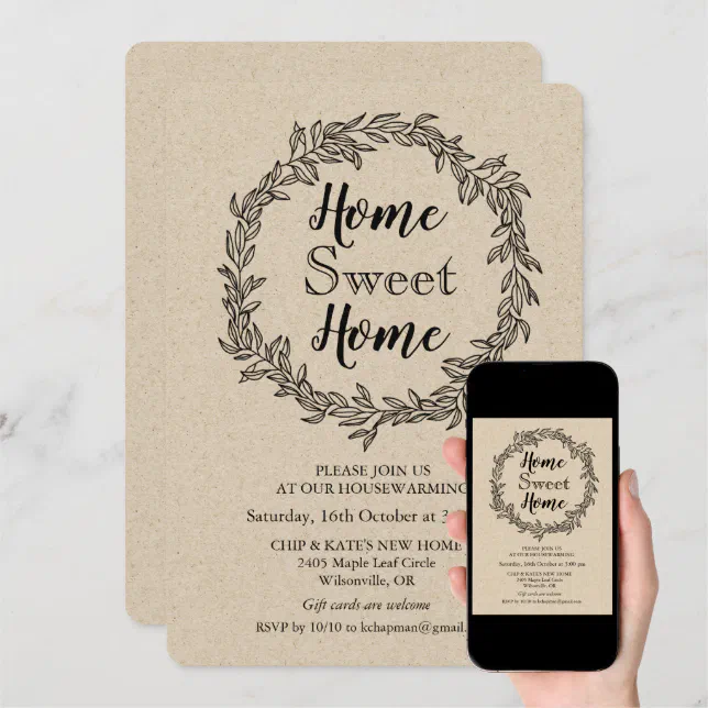 Rustic Wreath Housewarming Invitation | Zazzle