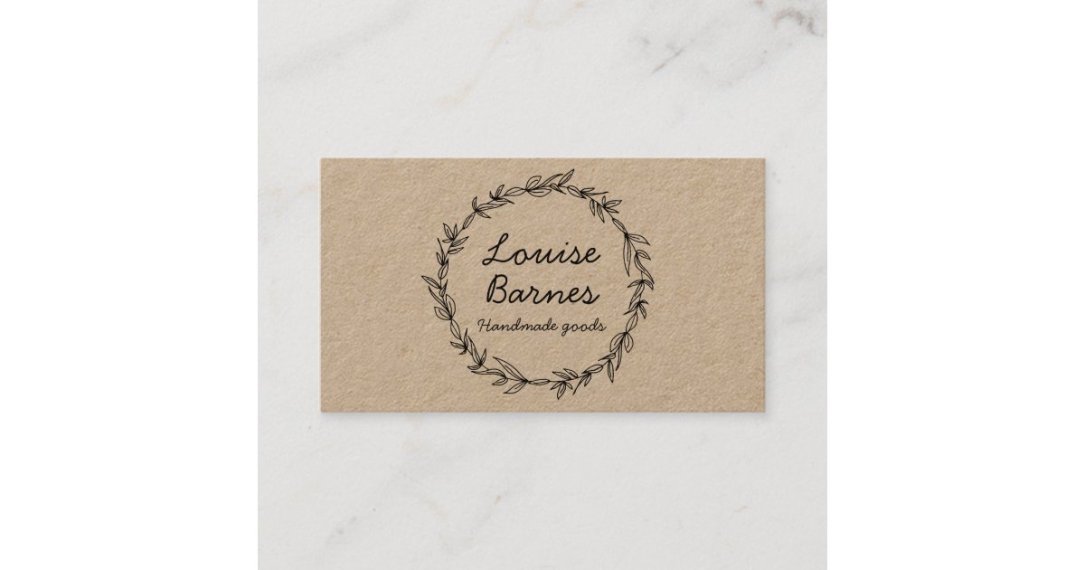 Rustic wreath on kraft business card | Zazzle