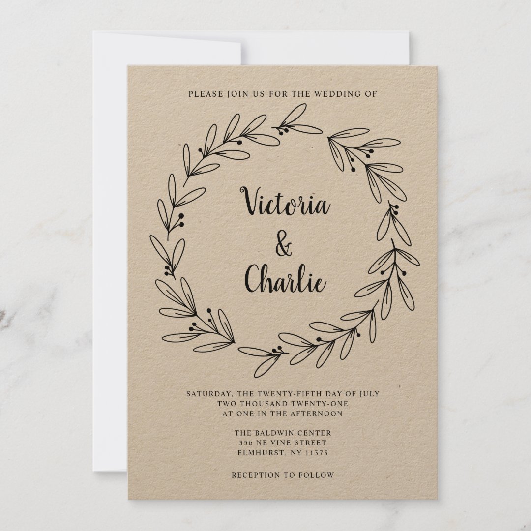 Rustic Wreath Wedding Invitation | Zazzle
