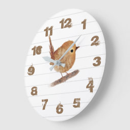 Rustic Wren Bird Personalized Wall Clock | Zazzle