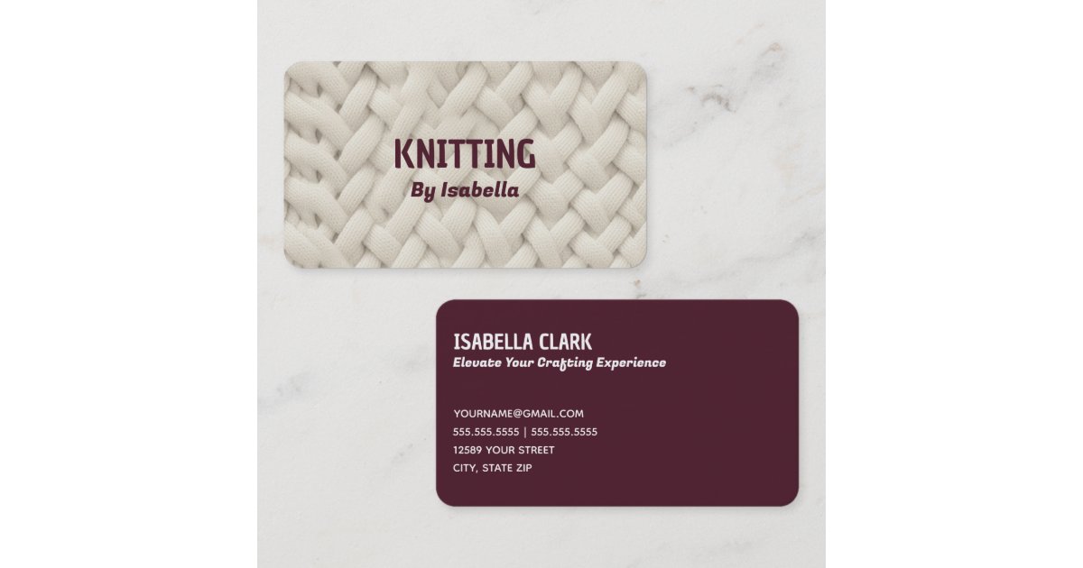 Rustic Yarn Knitting Business Card | Zazzle