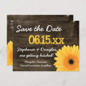Rustic Yellow Daisy Wood Save The Date Postcards | Zazzle
