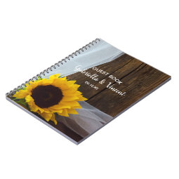 Rustic Yellow Sunflower and Barn Wood Wedding Notebook | Zazzle