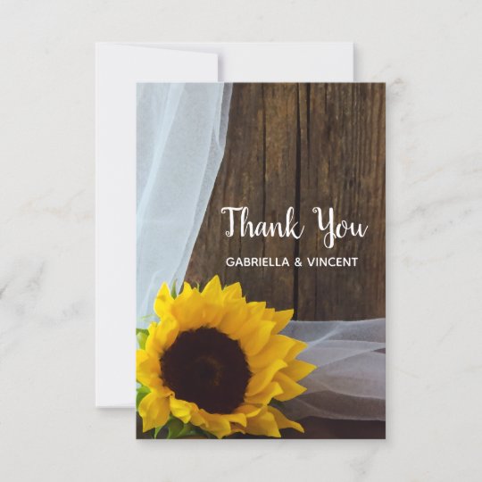 Rustic Yellow Sunflower Barn Wedding Thank You | Zazzle.com