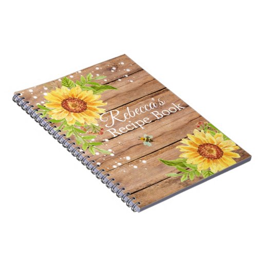 Rustic Yellow Sunflower Recipe Notebook | Zazzle