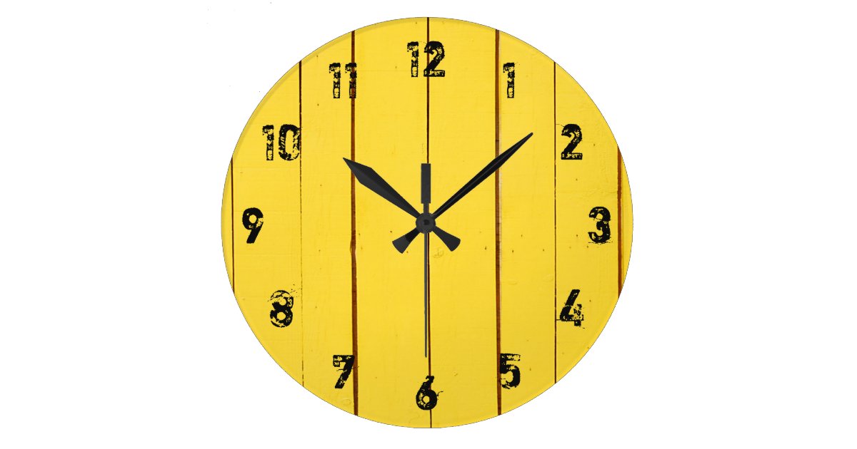 Rustic Yellow Wood Planks Large Clock | Zazzle.com