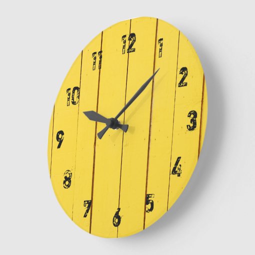Rustic Yellow Wood Planks Large Clock | Zazzle