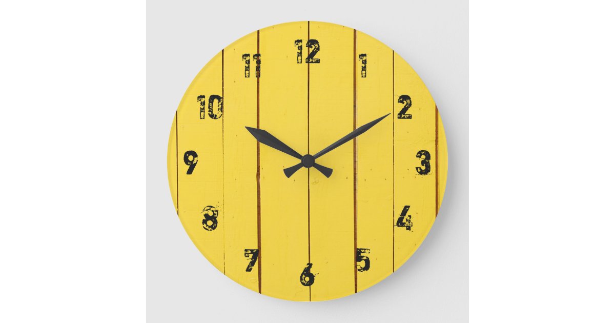 Rustic Yellow Wood Planks Large Clock | Zazzle