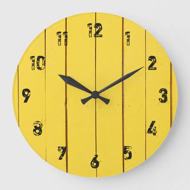 Rustic Yellow Wood Planks Large Clock | Zazzle