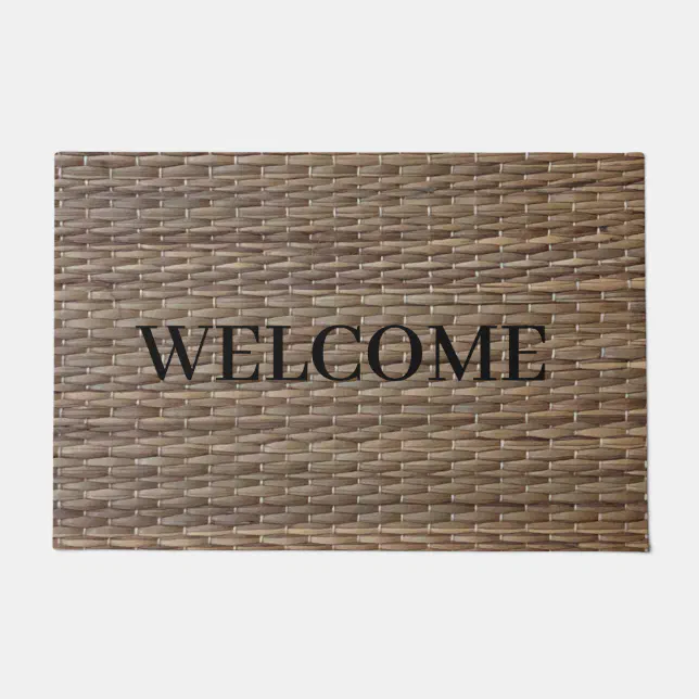 Rustic Zen Tatami Print Straw Woven Custom Doormat | Zazzle