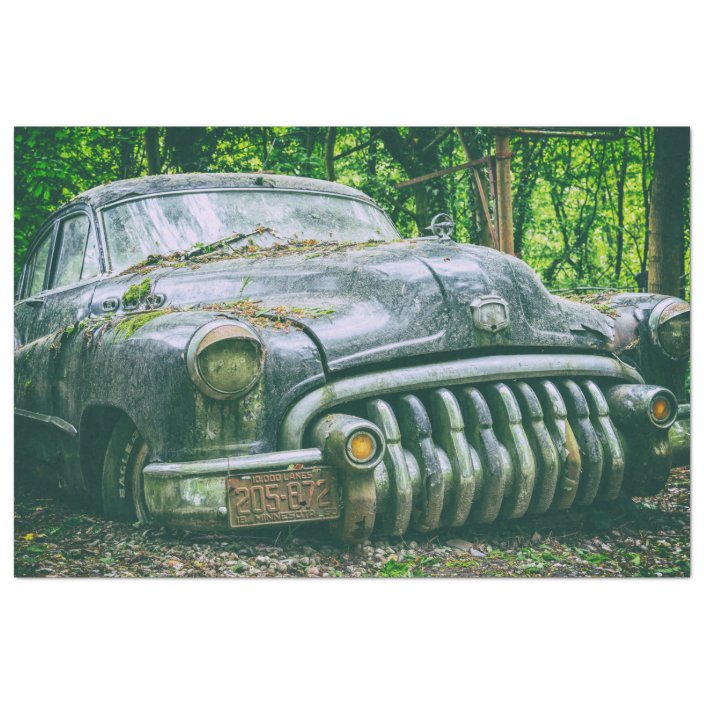 Rusty Black Car Vintage 20x30 Decoupage Tissue Paper | Zazzle