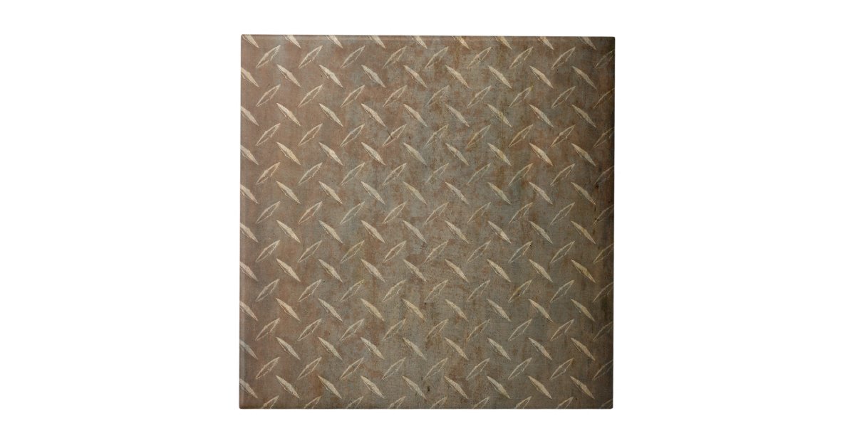 Rusty Diamond Plate Tile | Zazzle