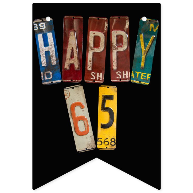 rusty license plate collection 65th birthday bunting flags | Zazzle