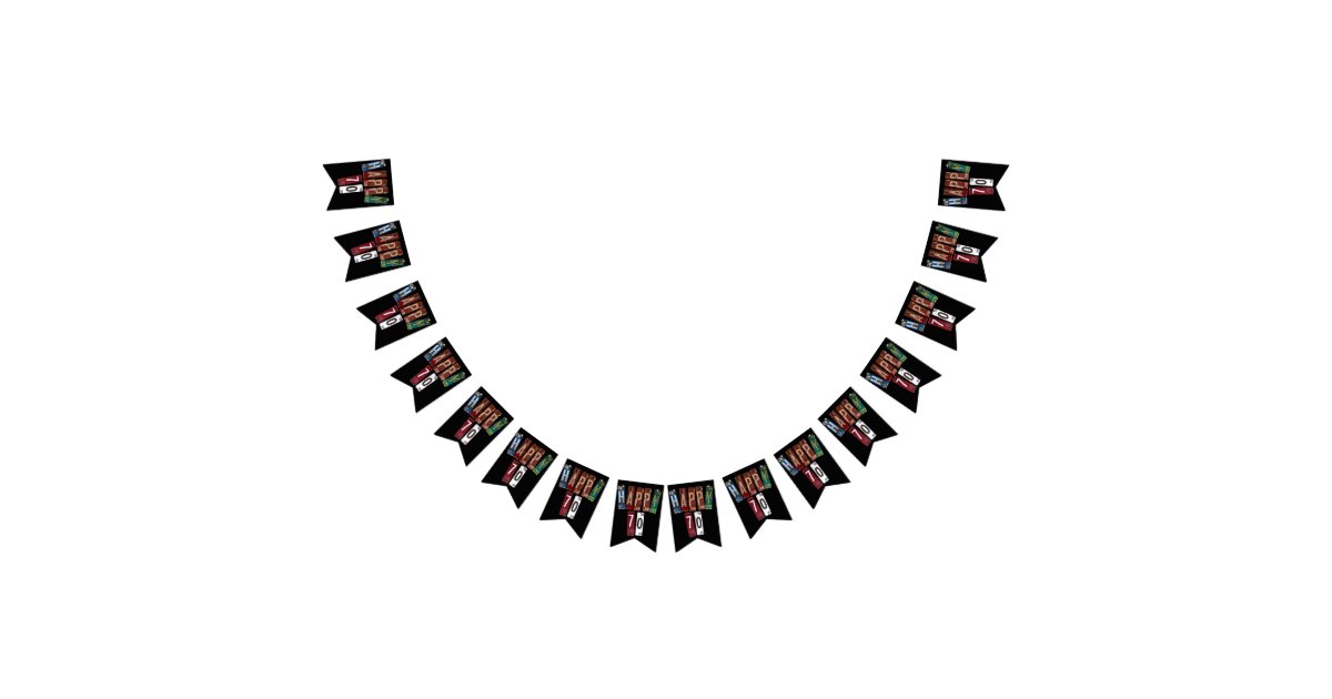 rusty license plate collection 70th birthday bunting flags | Zazzle