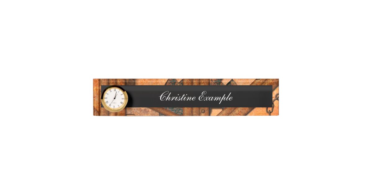 Rusty metal pipes desk name plate | Zazzle