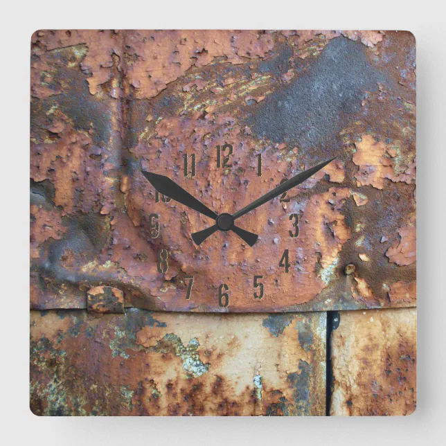 Rusty Metal Siding Old Industrial Building Square Wall Clock | Zazzle