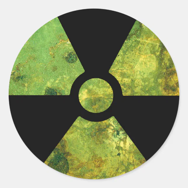 Rusty Nuclear Radiation Warning Symbol Classic Round Sticker | Zazzle
