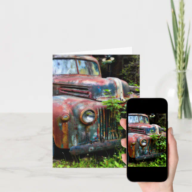 Rusty Old Antique Truck Card | Zazzle