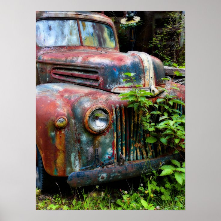 Rusty Old Antique Truck Poster | Zazzle