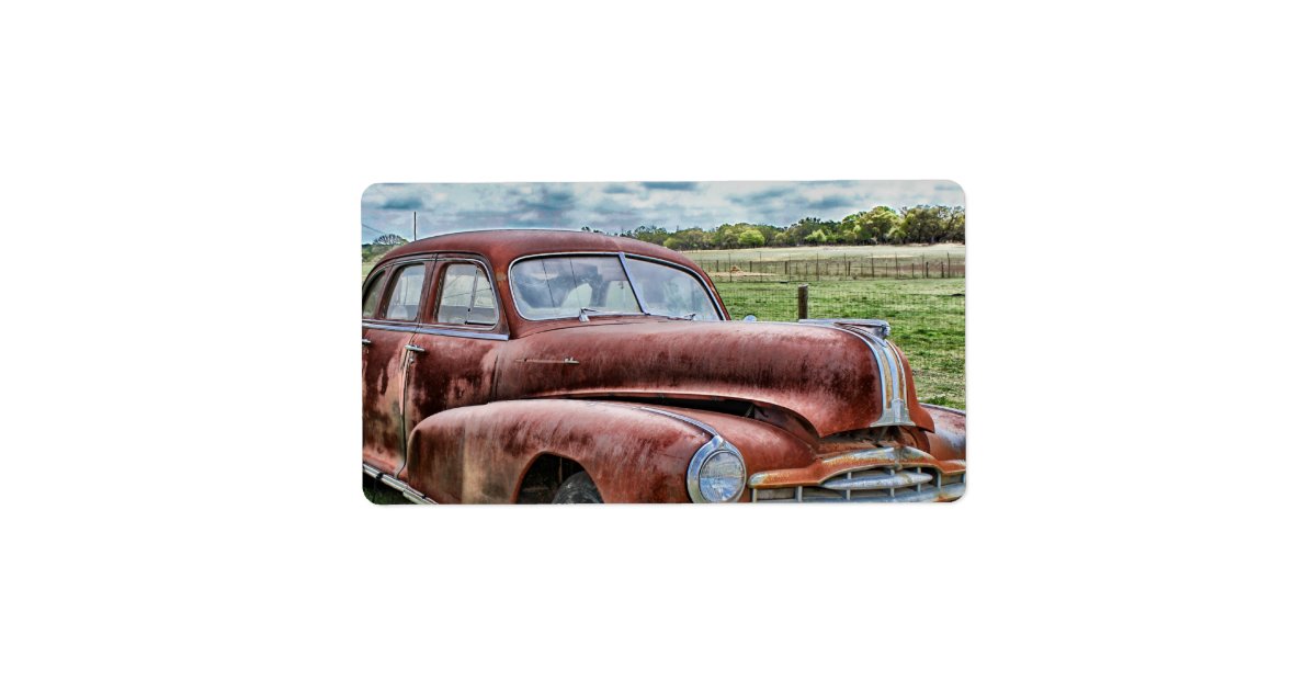 Rusty Old Classic Car Vintage Automobile Label | Zazzle