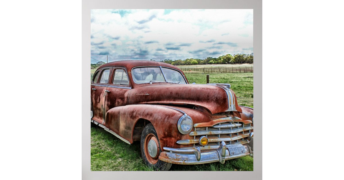 Rusty Old Classic Car Vintage Automobile Poster | Zazzle