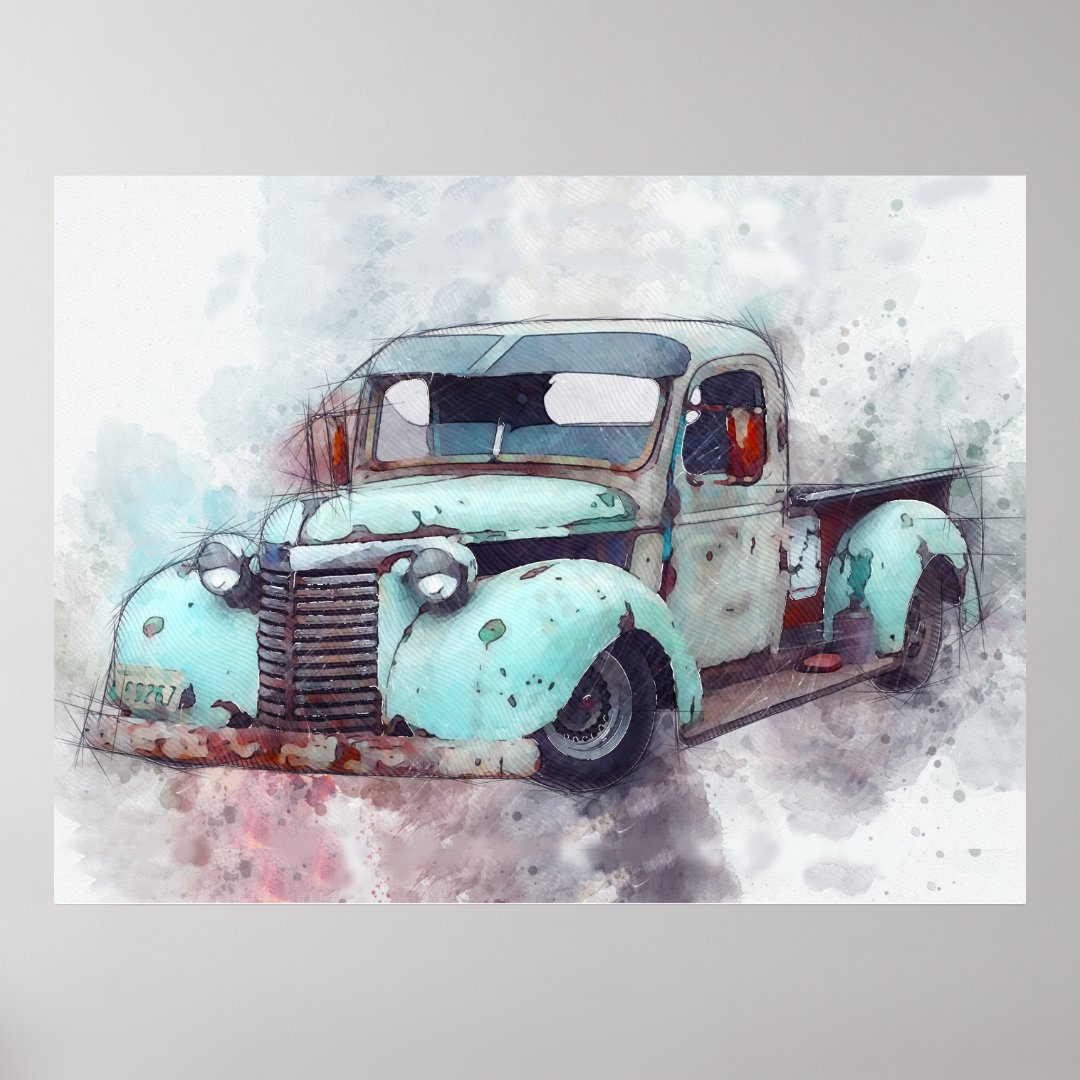 Rusty Old Truck Vintage Poster | Zazzle