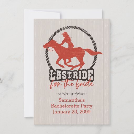 Rusty Red Last Ride For The Bride Invitation | Zazzle