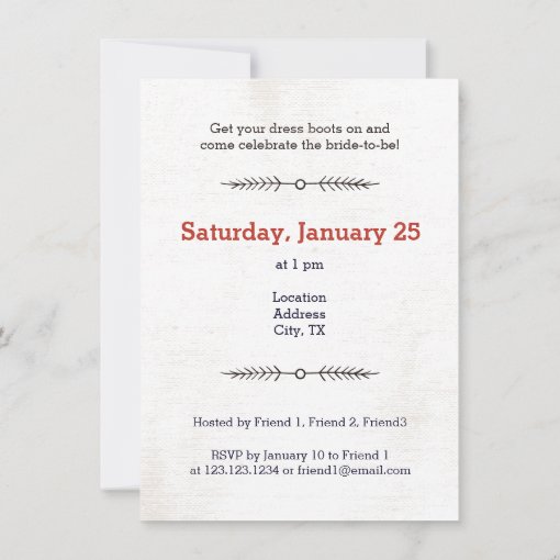 Rusty Red Last Ride For The Bride Invitation | Zazzle