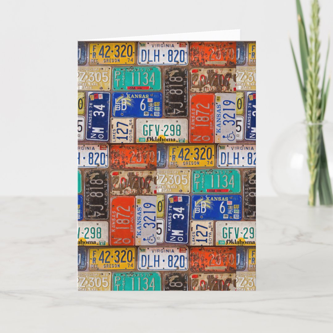 rusty retro license plate collection card | Zazzle