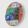 rusty retro license plate collection large clock | Zazzle
