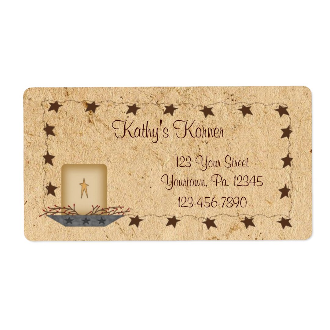 Rusty Stars and Candle Label | Zazzle