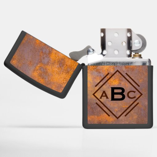 Rusty Steel Monogram Zippo Lighter | Zazzle
