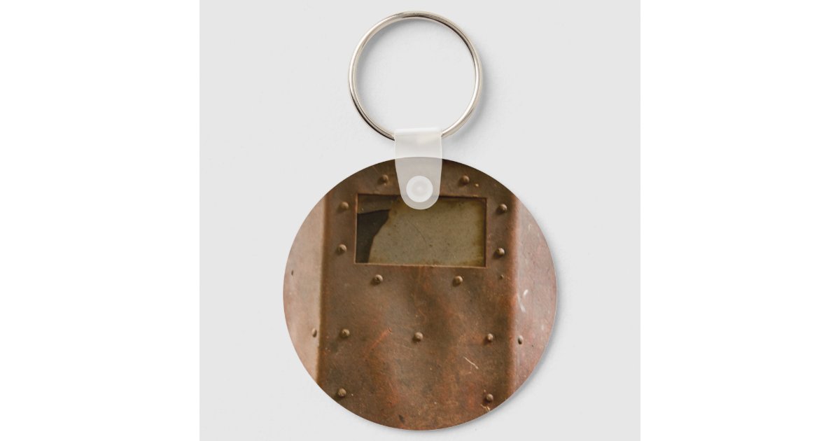 Rusty welding helmet keychain | Zazzle