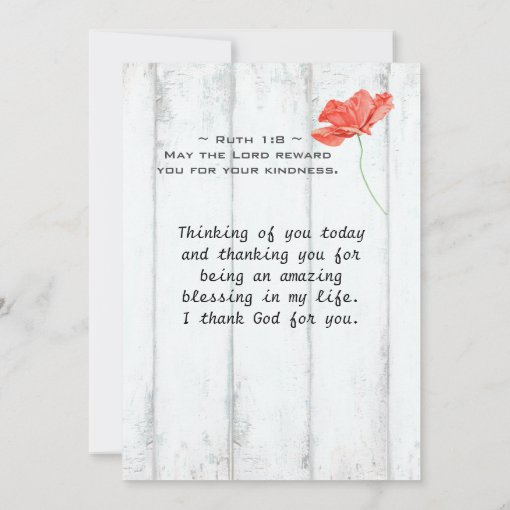 Ruth 1:8 May the Lord reward you for your kindness Thank You Card | Zazzle