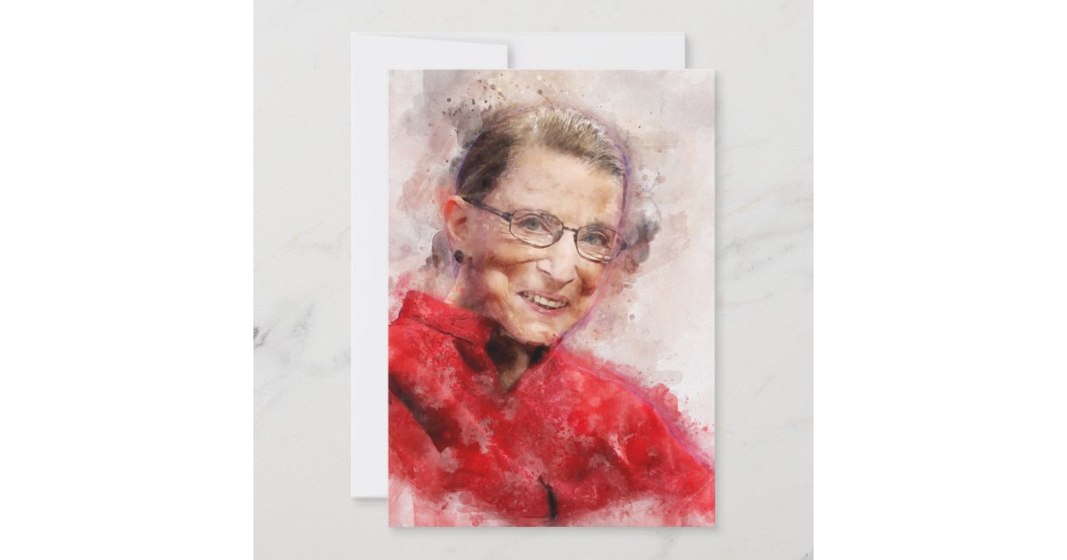 Ruth Bader Ginsburg Smiling Watercolor Portrait R Thank You Card | Zazzle