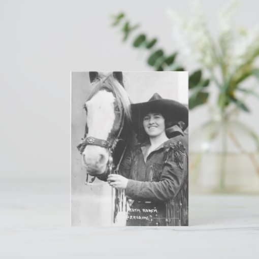 Ruth Roach and her horse. Postcard | Zazzle